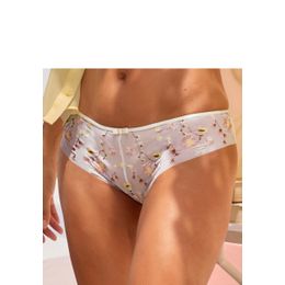 Panty Lascana, Damen, Gr. 32/34, wei&szlig; (wei&szlig;, rosenholz), Spitze, Obermaterial: 90% Polyamid, 10% Elasthan, Unterhosen Panty, mit h&uuml;bscher Bl&uuml;tenstickereispitze in transparenter Optik