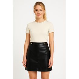 Only Damen Lederimitatrock "ONLISABEL HW FAUX LEATHER SKIRT PNT", schwarz, Gr. L, unifarben, Obermaterial: 100% Polyester, R&ouml;cke