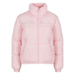 Winterjacke Karl Kani "Karl Kani Retro Essential Puffer Jacket", Damen, Gr. L, pink, 100% Polyester, unifarben, normal, amerikanischer Ausschnitt, Jacken Winterjacke