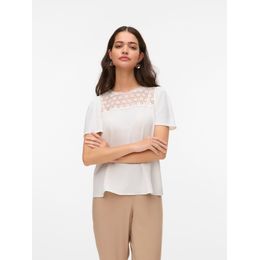 V&eacute;ro Moda VERO MODA Damen Blusentop "VMALVA CROCHET SS TOP WVN GA", wei&szlig;, Gr. XS, unifarben, Web, Obermaterial: 100% Polyester, Blusen