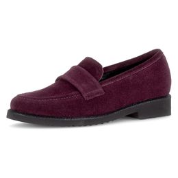 Gabor Damen Loafer, Gr. 38, lila, Veloursleder, unifarben, Schuhe, Blockabsatz, Sipper, Businessschuh mit Glitzer am Sohlenrand