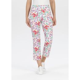 Stehmann Damen Stoffhose, rosa, Gr. 42, gebl&uuml;mt, Web, Obermaterial: 65% Baumwolle, 31% Polyamid, 4% Elasthan, Hosen, Sommerhose mit floralem Muster,