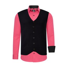 Rusty Neal Herren Langarmhemd, pink, Gr. XXXL, unifarben, 60% Baumwolle, 37% Polyester, 3% Elasthan, Hemden, mit Weste