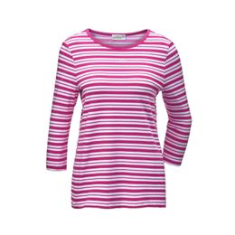GOLDNER Damen 3/4-Arm-Shirt "Ringelshirt mit U-Boot-Ausschnitt", wei&szlig;, Gr. 44, Obermaterial: 95% Baumwolle CO. 5% Elasthan EL., Shirts