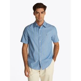 Tommy Hilfiger Herren Kurzarmhemd "FLEX POPLIN RETRO STP SS SHIRT"blau spell, stripe, Gr. S, Web, Obermaterial: 100% Baumwolle, Hemden