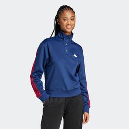 Damen Sweatjacke "W ICONIC 3S TT", blau, Gr. S, adidas Sportswear, Obermaterial: 53% Baumwolle, 47% Polyester, Sweatjacken