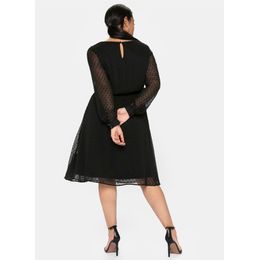 sheego Damen Abendkleid "Abendkleid", schwarz, Gr. 50, gemustert, unifarben, 100% Polyester, Kleider