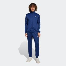 Damen Trainingsanzug "M 3S FT TT TS", blau, Gr. S, adidas Sportswear, Obermaterial: 100% Polyester, Sportanz&uuml;ge, drei Streifen Tracksuit aus weichem