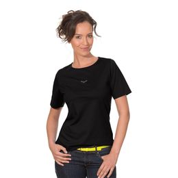 TRIGEMA Damen T-Shirt "TRIGEMA T-Shirt DELUXE Baumwolle mit Kristallsteinen", schwarz, Basic, Gr. XL, 100% Baumwolle, Shirts