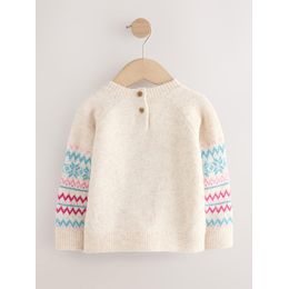 next Pullover 'Christmas Character' M&auml;dchen Gr&ouml;&szlig;e 110 ecru / hellblau / hellbraun / pink