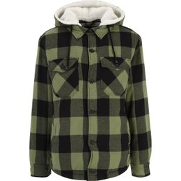 Anorak Brandit "Brandit Herren Lumberjacket Hooded", Damen, Gr. XXL, schwarz, olive, 100% Baumwolle, kariert, normal, ohne Ausschnitt, Jacken