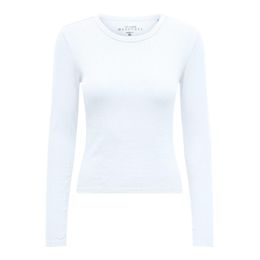 Only Damen Langarmshirt "ONLEASY L/S O-NECK TOP BOX JRS", wei&szlig;, Gr. S, unifarben, Jersey, Obermaterial: 95% Baumwolle, 5% Elasthan, Shirts