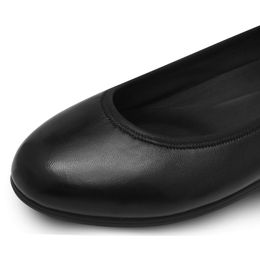 Tamaris Damen Ballerina, Gr. 39, schwarz, Glattleder, unifarben, Schuhe, Schlupfschuh, Bequemschuh mit komfortablem Elastikeinfass