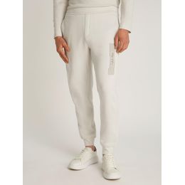 Calvin Klein Herren Jogger Pants "HORIZONTAL LOGO SWEATPANTS", silber, Gr. XXXL, unifarben, Web, Obermaterial: 100% Baumwolle, Hosen, mit