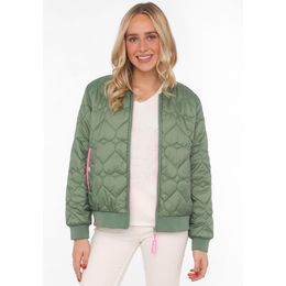 Zwillingsherz Damen Bomberjacke ""Be Happy"", gr&uuml;n, Gr. L, Steppware, Obermaterial: 100% Polyester, Jacken, modisch, Kontrastdetails, regular fit,