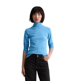 Marc O'Polo Damen Langarmshirt "aus softem Ripp-Jersey"azure sky, Gr. XL, MARC O'POLO DENIM, unifarben, Obermaterial: 96% Baumwolle, 4% Elasthan, Shirts