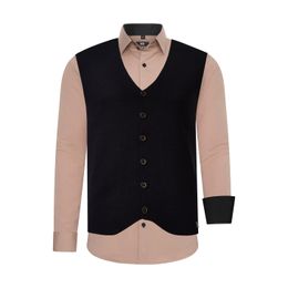Rusty Neal Herren Langarmhemd, beige, Gr. 6XL, unifarben, 60% Baumwolle, 37% Polyester, 3% Elasthan, Hemden, mit Weste