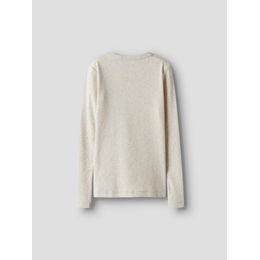name it M&auml;dchen Langarmshirt "NKFNAKAL LS TOP NOOS", beige, Gr. 134, meliert, unifarben, Jersey, Obermaterial: 95% Baumwolle, 5% Elasthan, Shirts, in