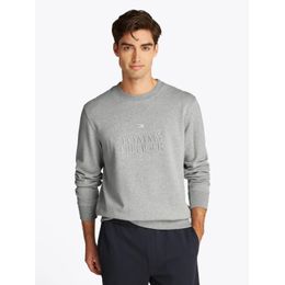 Tommy Hilfiger Herren Sweatshirt "HILFIGER EMBRO LOGO SWEATSHIRT"light grau heather, Gr. S, Sweatware, Obermaterial: 100% Baumwolle, Sweatshirts