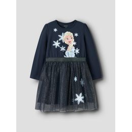 name it Damen Tüllkleid "NMFOSIMI FROZEN LS TULLE DRESS WDI"navy blazer, Gr. 92, bedruckt, Jersey, Obermaterial: 66% Baumwolle, 30% Polyester, 4%