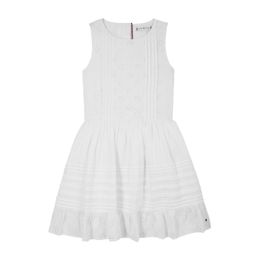 Tommy Hilfiger M&auml;dchen Sommerkleid "EMBROIDERED COTTON DRESS SLVLS", wei&szlig;, Gr. 5, unifarben, Web, Obermaterial: 100% Baumwolle, Kleider, mit zarter