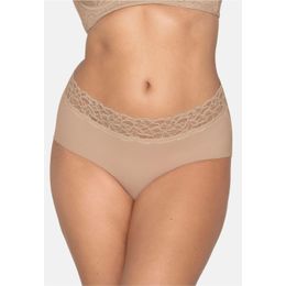 LEONISA Damen Panty, Gr. L, beige, 72% Polyamid, 22% Elasthan, 6% Baumwolle, Unterhosen, mit floralem Spitzenbesatz