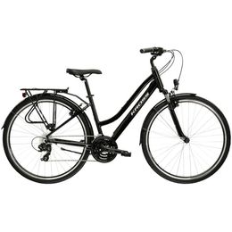 Trekkingrad KROSS "Damen-Trekkingrad 28" Trans 1.0 Schwarz 21 G&auml;nge" Gr. 43, schwarz, schwarz, Fahrr&auml;der, Damen, 43cm, 28 Zoll (71,12cm) hinten: 28 Zoll (71,12cm)