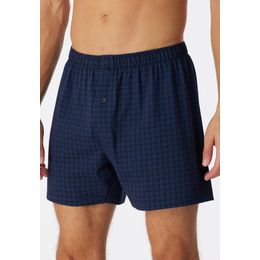 Schiesser Herren Boxershorts "Cotton Casual", Gr. 6, blau, Single Jersey, Obermaterial: 100% Baumwolle, Unterhosen, mit Eingriff, kariert