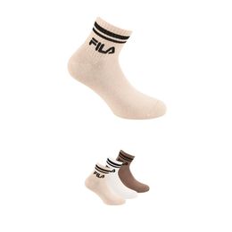 Fila Herren Kurzsocken, Gr. 43mocha mousse, Baumwollmischung, Socken, Cotton-Mix, Unisex, Kontraststreifen