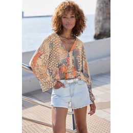 Buffalo Damen Fledermausshirt, bunt, Gr. 32, animal-print, bedruckt, Jersey, Obermaterial: 100% Viskose, Shirts, mit Animaldruck, lockere Bluse mit