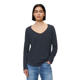 Marc O'Polo Damen Langarmshirt "aus Premium Organic Cotton", blau, Basic, Gr. XS, MARC O'POLO DENIM, unifarben, Obermaterial: 100% Baumwolle, Shirts