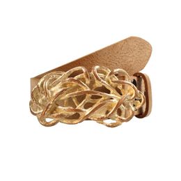 Damen Lederg&uuml;rtel, braun, Gr. 110, RETTUNGSRING G&Uuml;RTEL, unifarben, Leder, G&uuml;rtel, mit austauschbarer Schlie&szlig;e &raquo;Strohknoten Rosa&laquo;