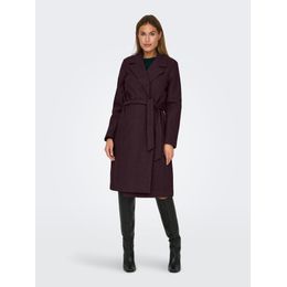 Langmantel Only "ONLALVILDA LIFE WRAP COAT OTW", Damen, Gr. S, mauve wine detail:melange, Web, Obermaterial: 100% Polyester, meliert, regular fit knieumspielend, V-Ausschnitt, Mäntel