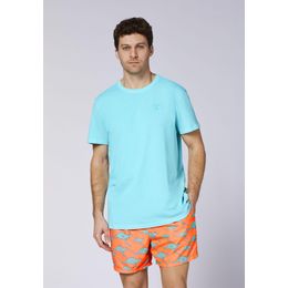 Chiemsee Herren T-Shirt, blau, Gr. S, unifarben, 100% Baumwolle, Shirts, - garment dyed