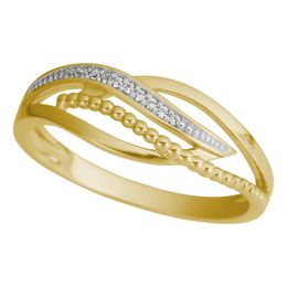 Firetti Kinder Fingerring "Schmuck Geschenk Gold 333 Damenring Goldring Tropfen", 17, 0,03 P2 = erkennbare Einschlüsse, Diamanten Gelbgold 333,