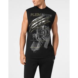 Plein Sport Herren T-Shirt "Tiger", silber, Gr. S, Obermaterial: 100% Baumwolle, Shirts