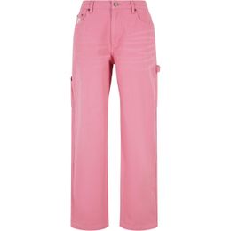 Bequeme Jeans Karl Kani "Karl Kani Damen Karl Kani OG Baggy Workwear Pants", Damen, Gr. XS, US-Gr&ouml;&szlig;en, rose, 100% Baumwolle, unifarben, Jeans