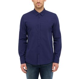 Mustang Herren Langarmhemd "Herren Style Canton", blau, Gr. XL, unifarben, Popeline, 100% Baumwolle, Hemden