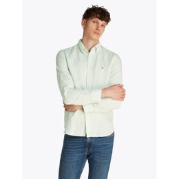 Tommy Hilfiger Herren Langarmhemd "LINEN BLEND BOLD STRIPE", gr&uuml;n, Gr. XL, Web, Obermaterial: 57% Baumwolle, 43% Leinen, Hemden, mit feinen Streifen