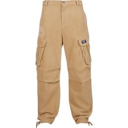 Karl Kani Damen Cargohose "Karl Kani Herren KU233-005-1 KK Retro Corduroy Cargo Pants"sand, Gr. XS, unifarben, 100% Baumwolle, Hosen