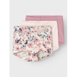 name it M&auml;dchen Boxershorts "NMFTIGHTS 3P NOSTALGIA FLOWER NOOS", Gr. 98, rosa, Jersey, Obermaterial: 95% Baumwolle, 5% Elasthan, bedruckt, Unterhosen