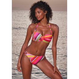 Bruno Banani Damen B&uuml;gel-Bandeau-Bikini, bunt, Gr. 40, bedruckt, Recycling-Polyester, Bikini-Sets, mit grafischem Druck