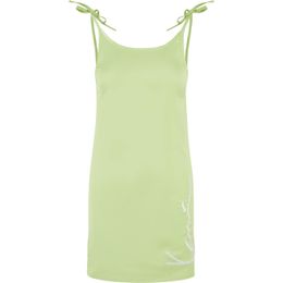 Karl Kani Damen Shirtkleid "Karl Kani Damen KW221-060-1 KK Signature Satin Kleid"light gr&uuml;n, Gr. XXS, 95% Polyester, 5% Elasthan, Kleider