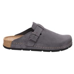Rohde Herren Pantoffel "H.SOAVE", Gr. 42anthrazit, Veloursleder, Schuhe, Hausschuh, Schlappen, Clog, Homeslipper mit Schnallenverschluss