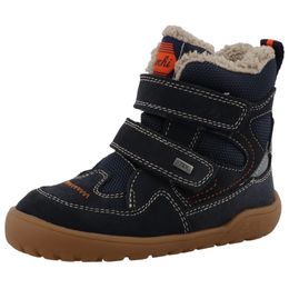 Lurchi M&auml;dchen Barfu&szlig;schuh "Juppy Barefoot-TEX", Gr. 31, blau, Leder, Textil, Veloursleder, Schuhe, Klettboots mit TEX-Ausstattung, Gr&ouml;&szlig;enschablone
