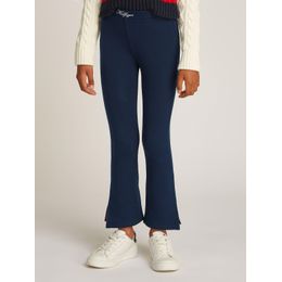 Tommy Hilfiger M&auml;dchen Leggings "VARSITY FLARE LEGGING", blau, Gr. 6, unifarben, Jersey, Obermaterial: 95% Baumwolle, 5% Elasthan, Hosen, in