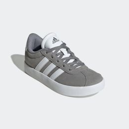 Mädchen Sneaker "VL COURT 3.0", adidas Sportswear, Gr. 32, grau, Leder, Synthetik, Schuhe, inspiriert vom Design des adidas samba