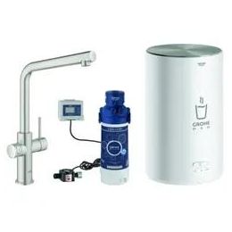 Grohe Red Duo Einhand-Sp&uuml;ltischbatterie Set, Ausladung 221mm, L-Auslauf, mit Grohe Red Boiler Gr&ouml;&szlig;e M, 30327DC1, Farbe: Supersteel