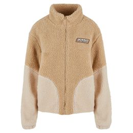Karl Kani Damen Trainingsjacke "Karl Kani Karl Kani Sport Patch Teddy Block Trackjacket", beige, Gr. M, mehrfarbig, 100% Polyester, Jacken
