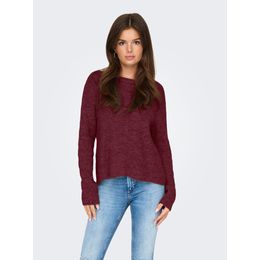 Only Damen Rundhalspullover "ONLLOLLI L/S PULLOVER KNT NOOS"cabernet detail:with melange, Gr. S, meliert, Strick, Obermaterial: 82% Polyester, 15%